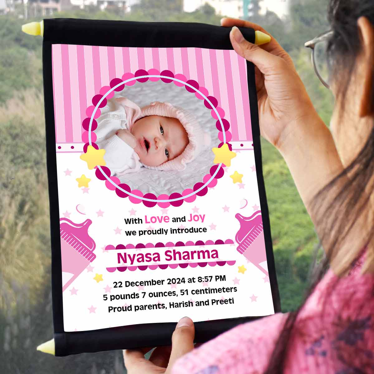 Buy Personalised Baby Girl Announcement Scroll with exciting offers ...