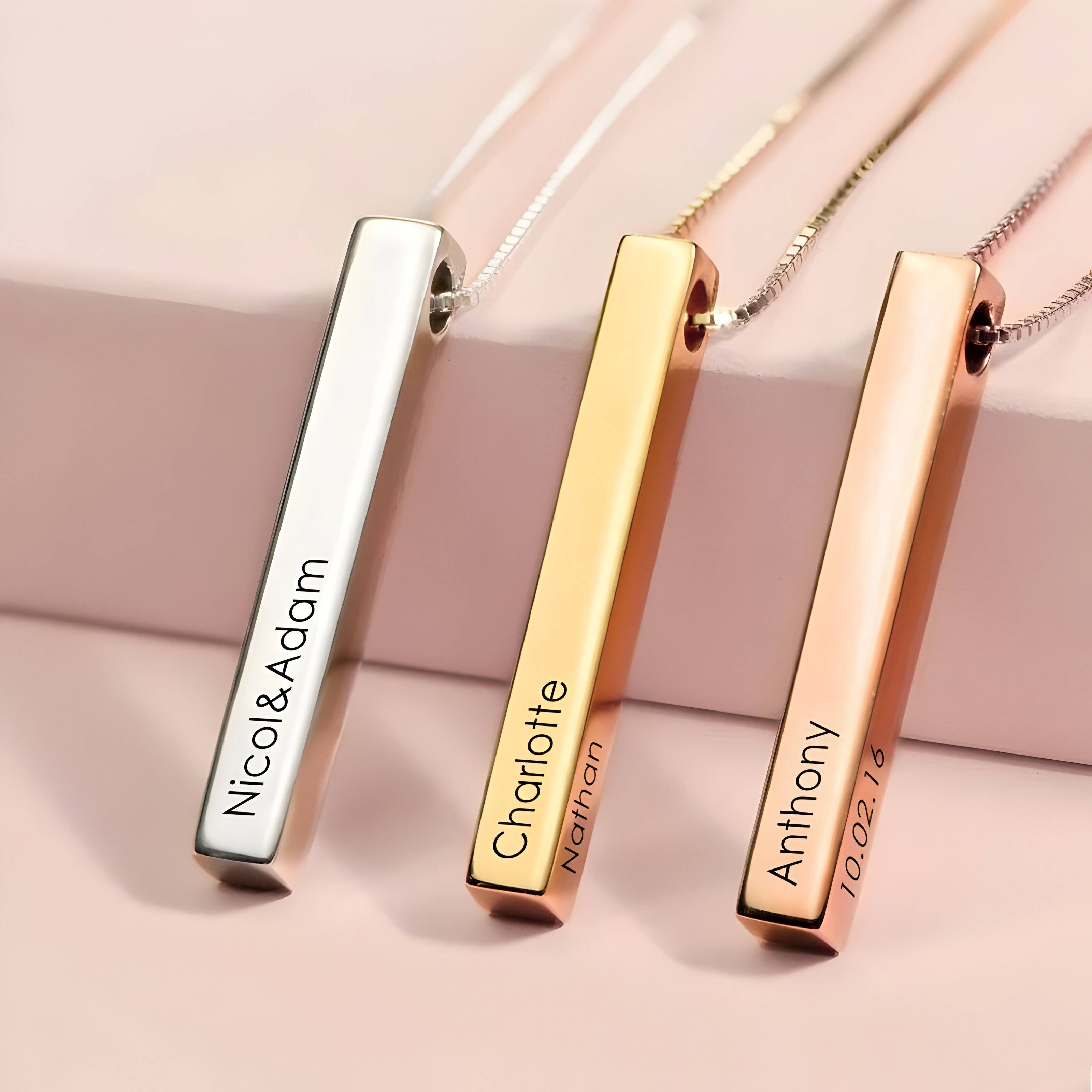 Personalised Engraved Cuboid Memory Bar Pendant