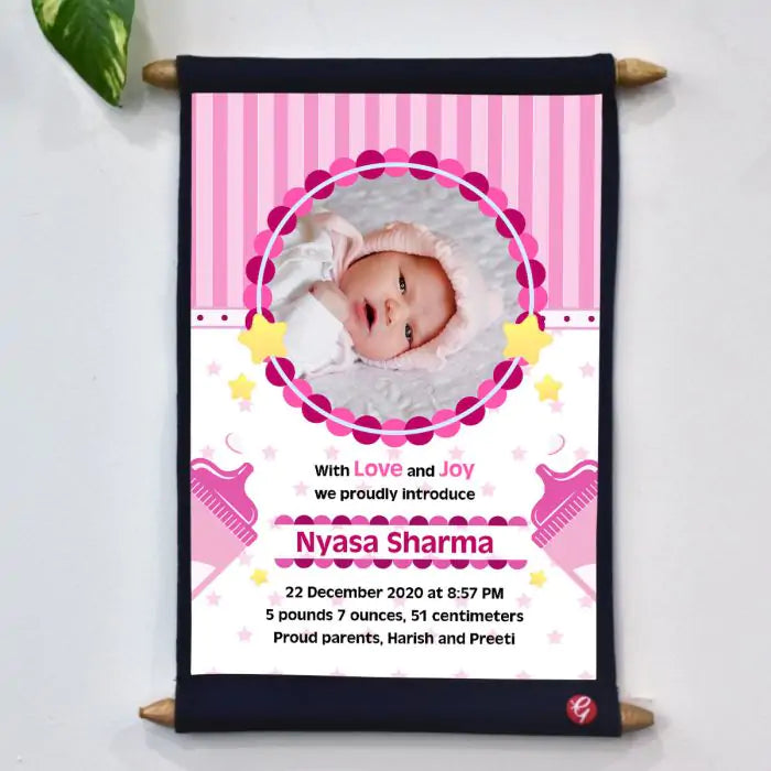 Buy Personalised Baby Girl Announcement Scroll with exciting offers ...